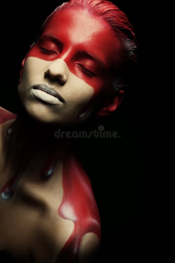 Creative Face-art, Young Woman Stock Photo - Image of female, bodyart ...
