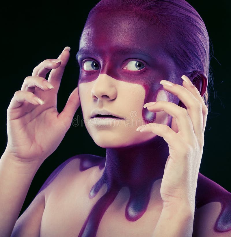 Creative Face-art, Young Woman Stock Photo - Image of beauty, glamor ...