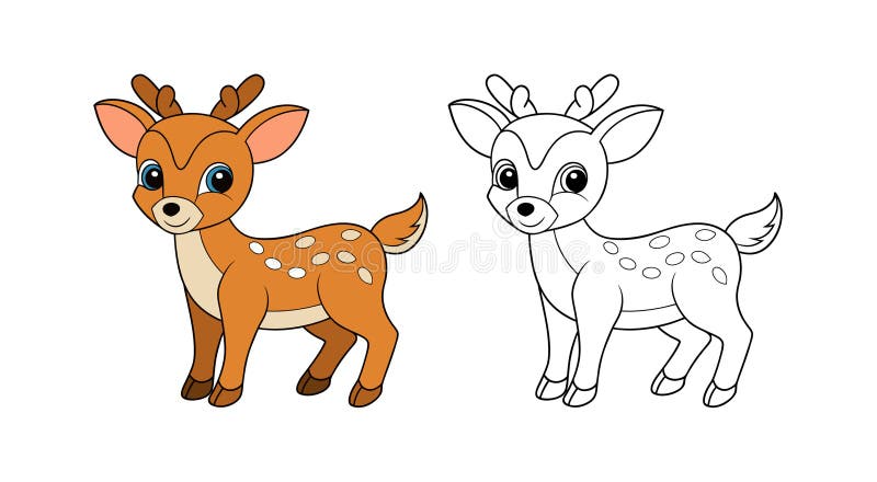 Creative Fallow Deer Coloring Template Stock Vector - Illustration of ...