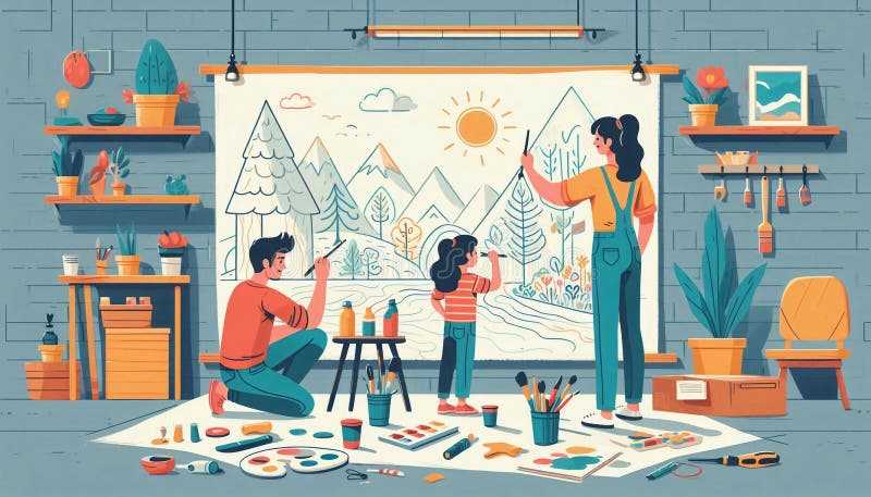 A Creative Family Activity Expressing Their Imagination and Teamwork ...