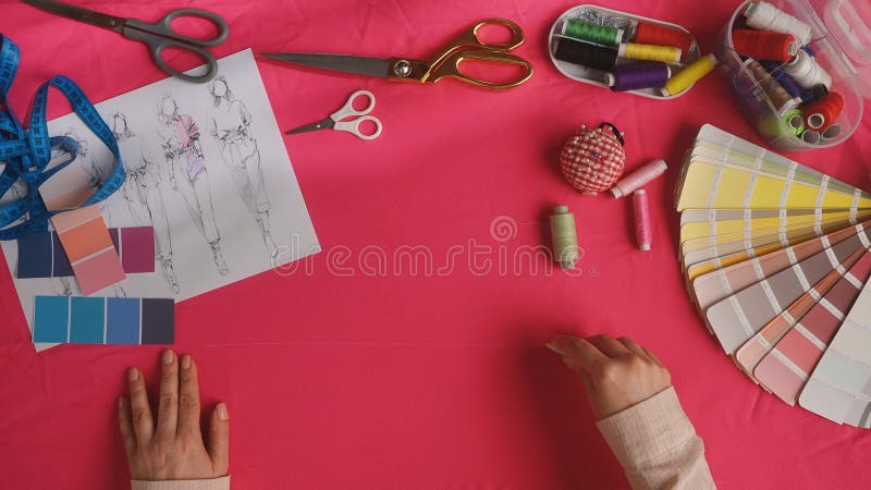 Overhead View Fashion Illustration Creative Workspace Stock Photos ...