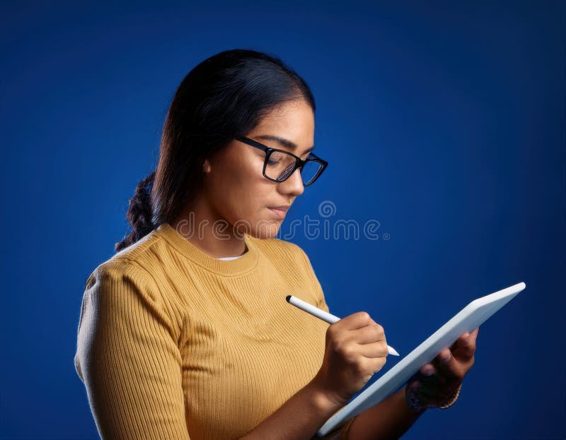 A Creative Female Game Developer with Glasses, Designing Game ...