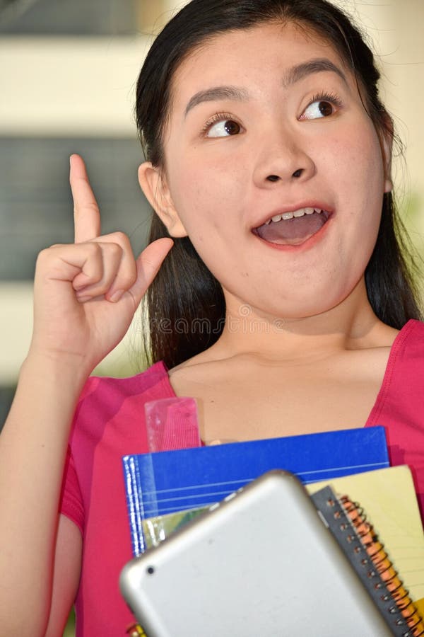 A Creative Female Student with Notebooks Stock Photo - Image of college ...