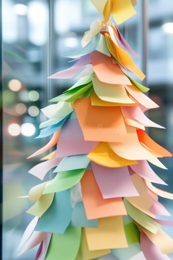 Creative Festive Display: Colorful Post-it Notes Form Christmas Tree on ...