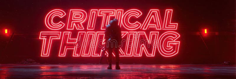Creative Figure Stands in Front of Neon Sign Highlighting Critical ...