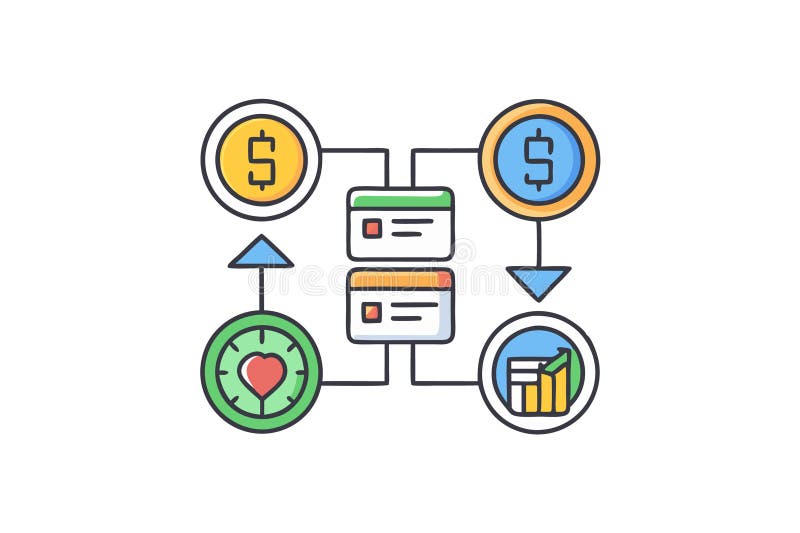 Creative Financial Infographic Design with Symbols of Data Flow ...