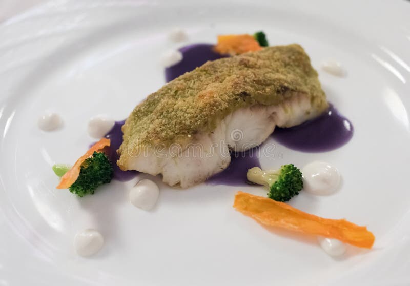 Creative Fine Dining White Fish Dish Stock Photo - Image of fine ...