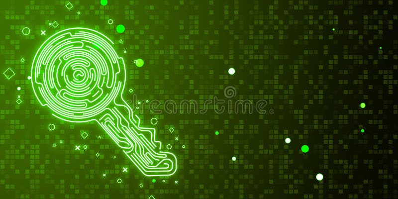 Creative Fingerprint Key on Green Background. Concept of Cyber Security ...