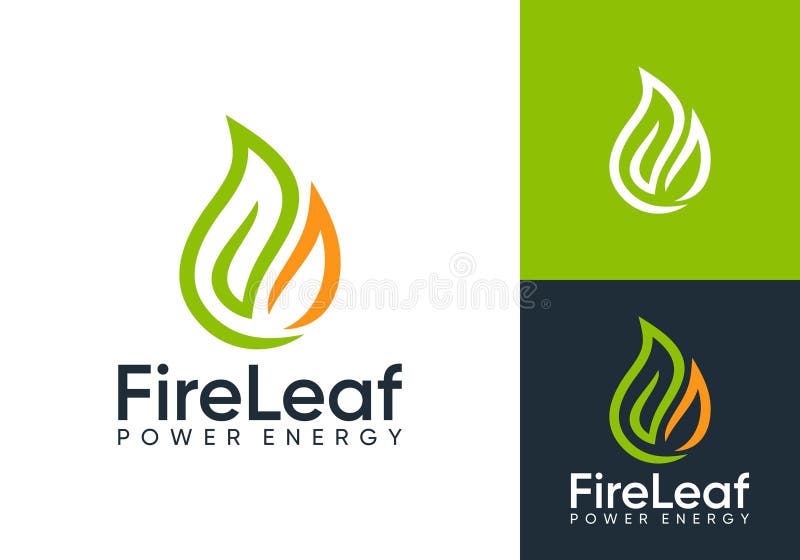 Creative Fire Flame with Leaf Power Energy Logo Vector Design Stock ...