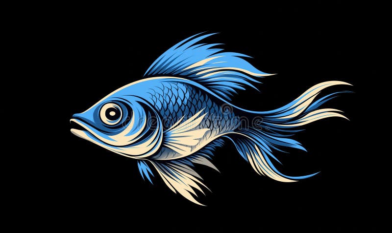 A Creative Fish Logo on a Blue Background. Stock Photo - Image of ...