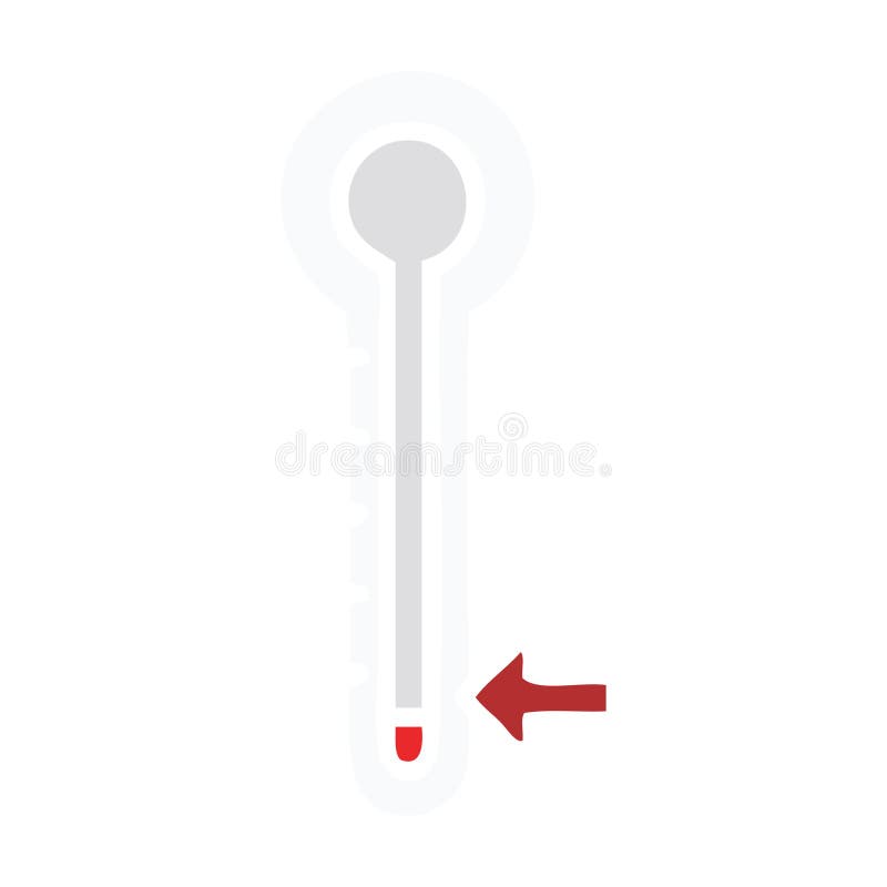 A Creative Flat Color Retro Cartoon Cold Thermometer Stock Vector ...