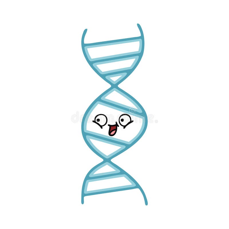 A Creative Flat Color Retro Cartoon DNA Strand Stock Vector ...