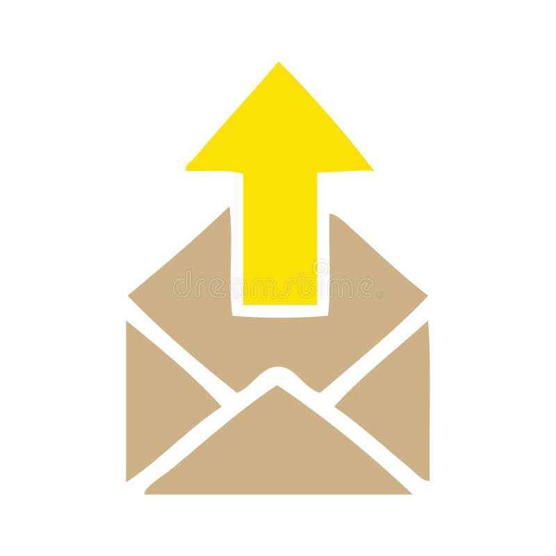 A Creative Flat Color Retro Cartoon Envelope with Arrow Stock Vector ...