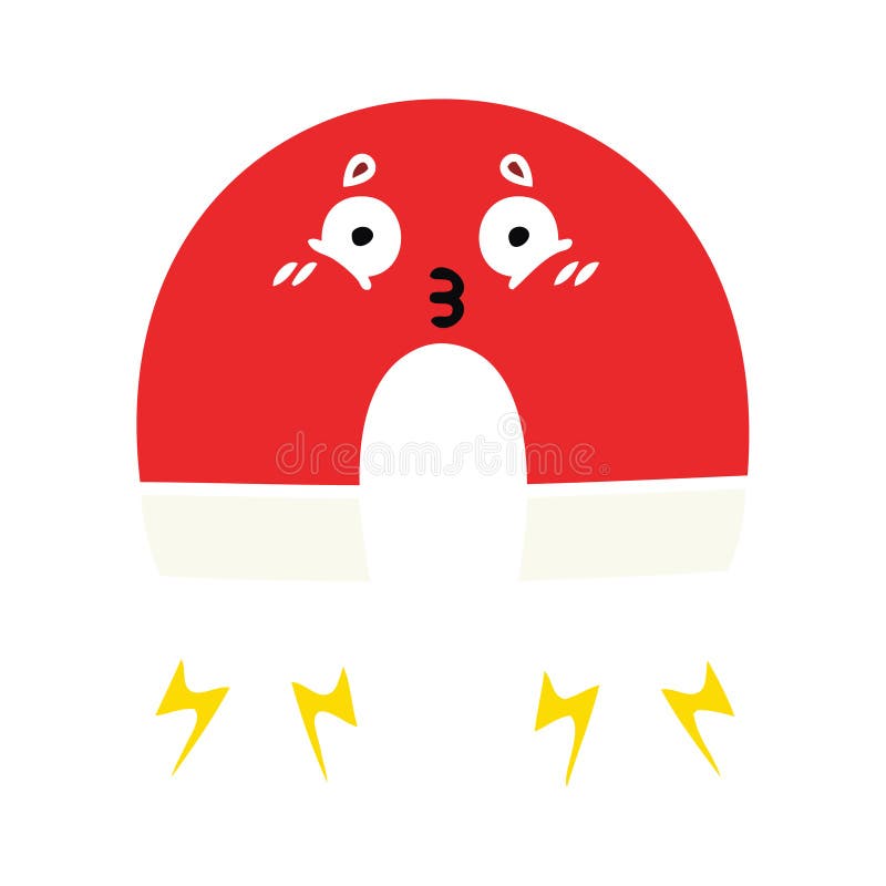 A Creative Flat Color Retro Cartoon Magnet Stock Vector - Illustration ...