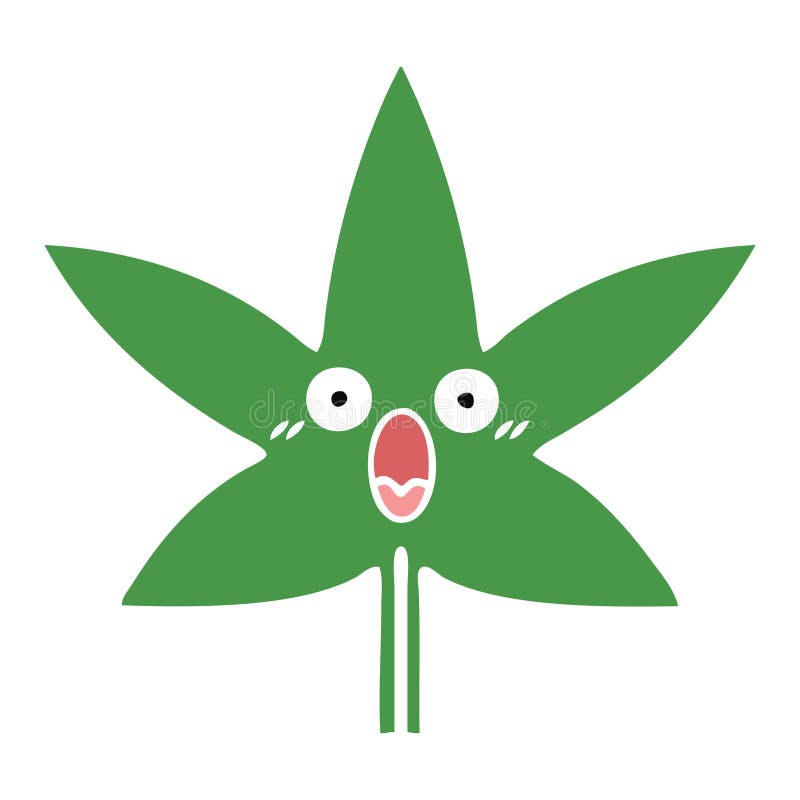 Flat Color Retro Cartoon of a Marijuana Leaf Stock Vector ...