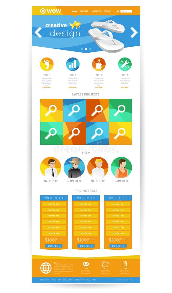 Creative Flat Colourful Web Site Page Elements Design Stock Vector ...