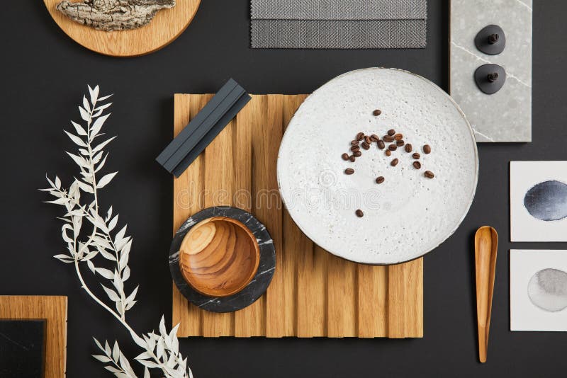 Creative Flat Lay Composition with Textile and Paint Samples, Lamella ...