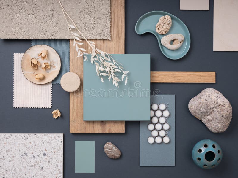Creative Flat Lay Composition Textile Paint Samples Panels Cement Tiles ...