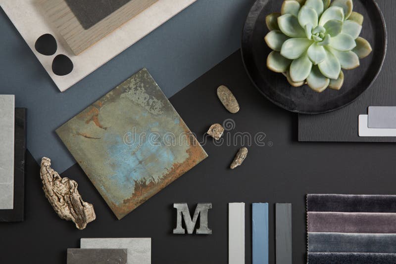 Creative Flat Lay Composition with Textile and Paint Samples, Panels ...