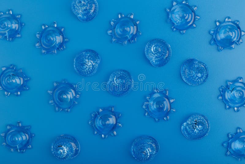 Creative Flat Lay with Sea Shells on Blue Background. Summer ...