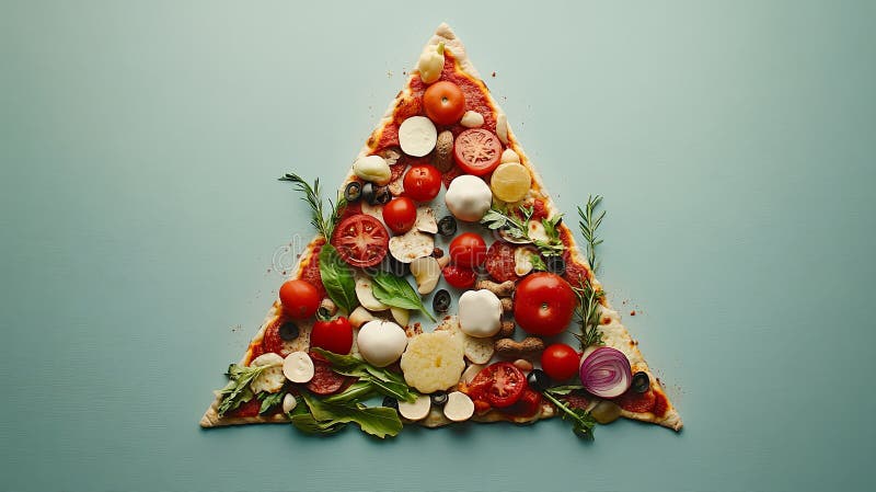 A Creative Flat-lay of Pizza Ingredients Arranged in the Shape of a ...