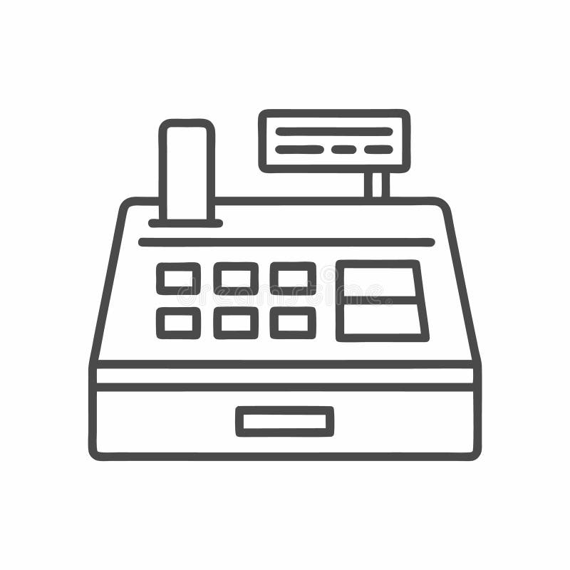 Creative Flat Line Icon of a Cash Register Surrounded by Essential ...