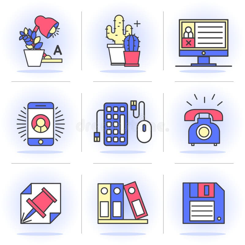 Creative Flat Line Ikon Set Stock Vector - Illustration of monitor ...