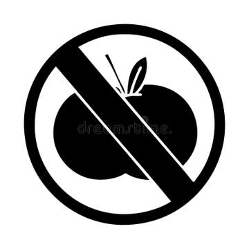 Cartoon No Fruit Apple Allowed Food Sign Symbol Cute Illustration Retro ...