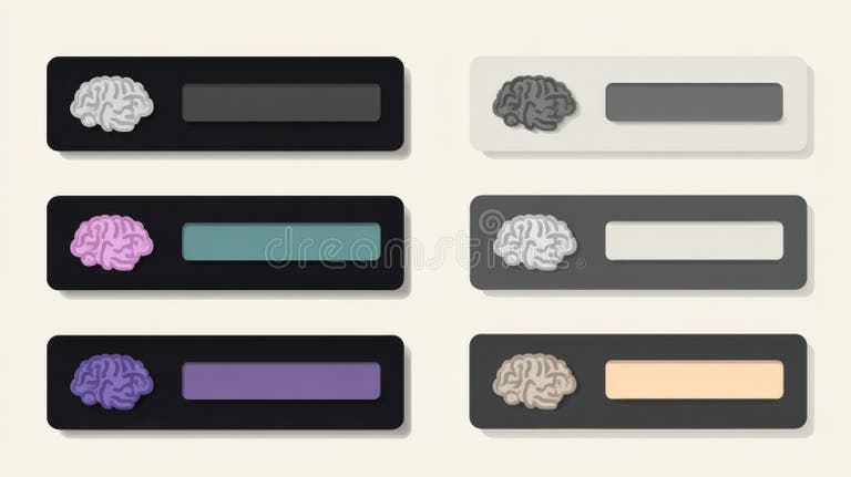 Creative Flat UX Interface Featuring Brain Icons with Tabs Designed for ...