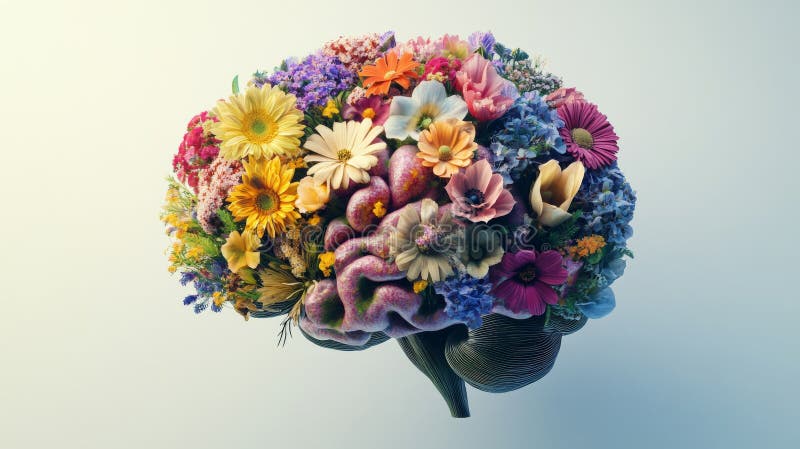 Creative Floral Brain Design Combining Nature and Intelligence Stock ...