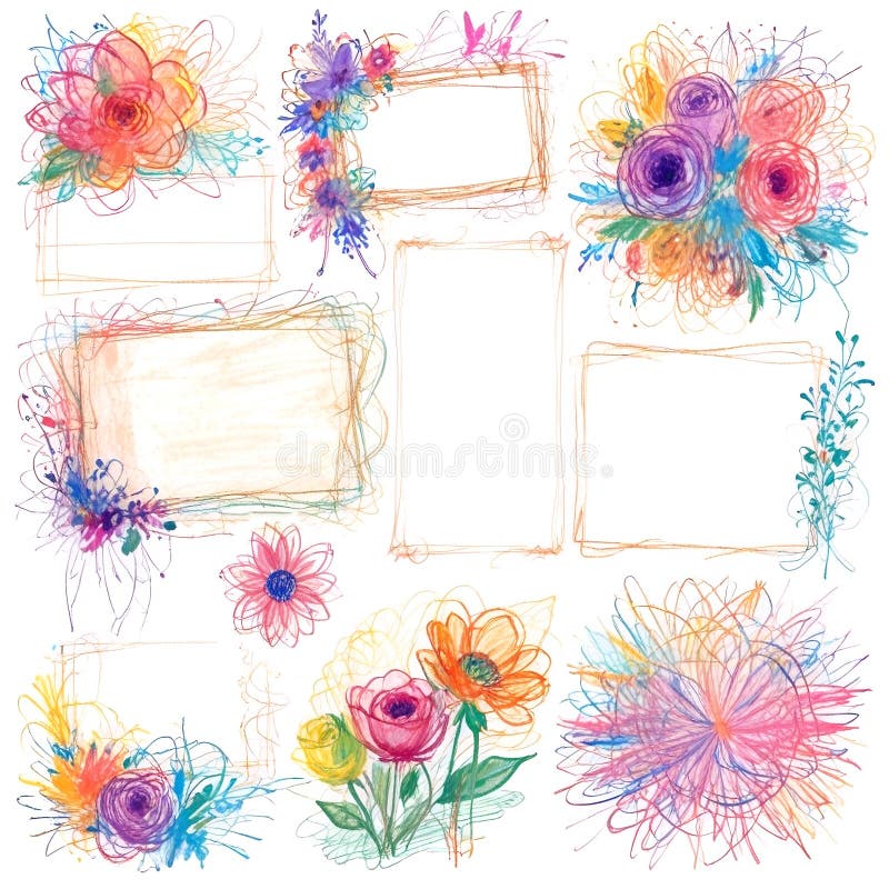 Creative Floral Doodle Frames Set. Handdrawn Frames and Borders for ... Creative Floral Doodle Frames Set. Handdrawn Frames and Borders for ...