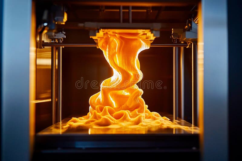 Creative Flow of Molten Material in a 3D Printing Process at a Workshop ...