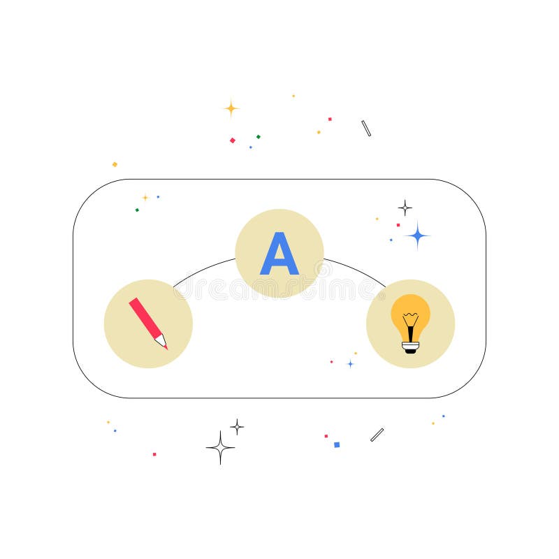 Creative Flowchart with Lightbulb and Pencil in Flat Vector ...