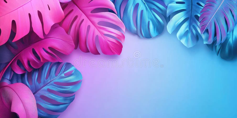 Creative Fluorescent Tropical Leaf Layout for Vibrant Designs Stock ...