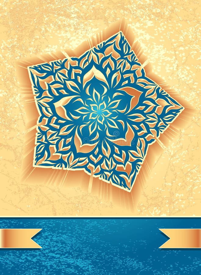 Creative Flyer with Abstract Flower Star in Marine Beige Stock Vector ...