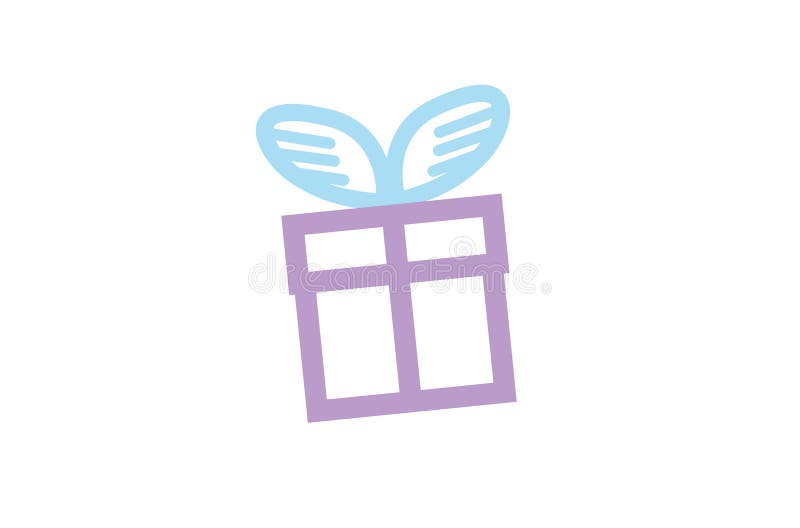 Creative Flying Gift Box Logo Design Illustration Stock Vector ...