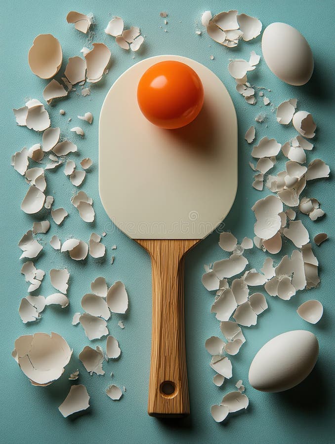 Creative Food Arrangement Featuring Broken Eggshells and a Whole Egg on ...