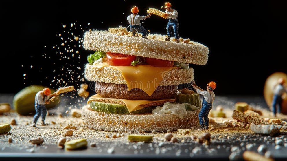 A Creative Food Art Concept Featuring Tiny Construction Workers ...