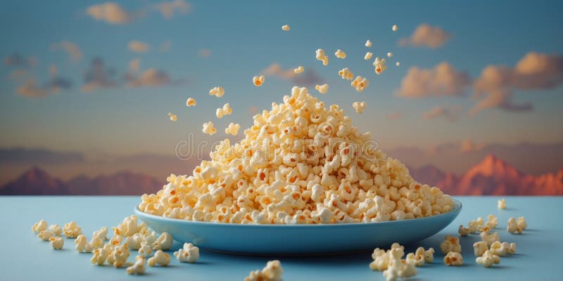 Creative Food Concept with Volcano Eruption Shape Made of Popcorn on ...