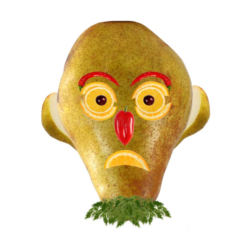 Creative Food. Funny Face Made from Pears and Oranges Stock Photo ...