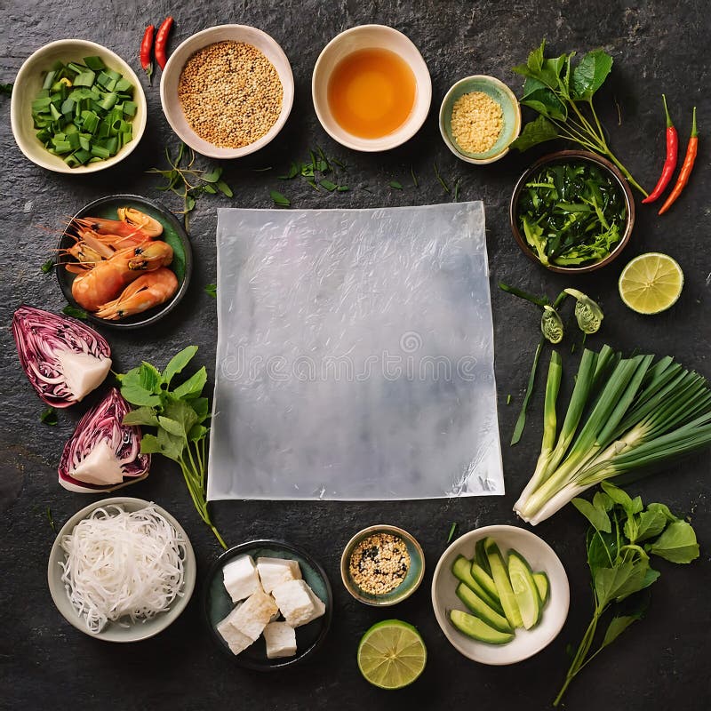 Creative Food Layout Featuring Iconic Vietnamese and Thai Ingredients ...