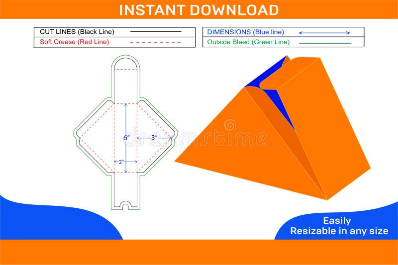 Creative Food Packaging Box Dieline Template Design and 3D Vector File ...