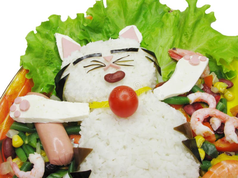 Creative Food Rice Meal with Vegetables and Shrimps Stock Photo - Image ...