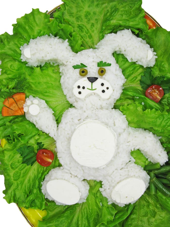 Creative Food Rice Meal with Vegetables and Shrimps Stock Image - Image ...