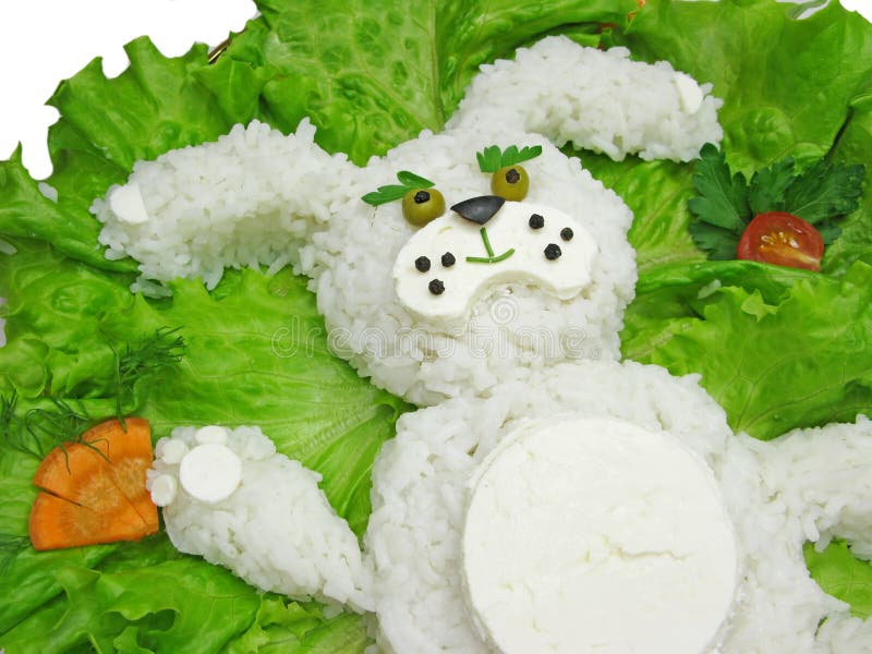 Creative Food Rice Meal with Vegetables and Shrimps Stock Image - Image ...