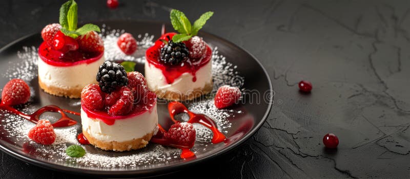 Jam Dripping 3 Round Mini Cheese Sponge Cake Cheesecake with Fruit ...