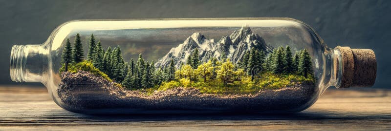 Creative Forest in a Bottle with Mini Mountain Landscape Showcasing ...