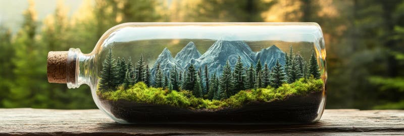 Creative Forest Ecosystem Contained in a Bottle Showcasing Mini ...