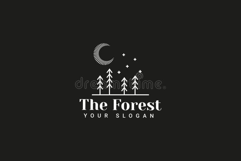 Creative Forest Outline Logo Design Template Stock Vector ...