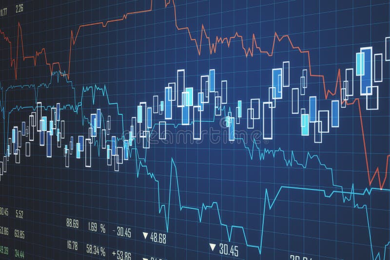 Creative Forex Chart Backdrop with Candlestick Graph Stock Illustration ...